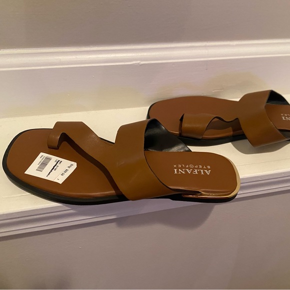 Alfani | Shoes | Alfani Brown Leather Stepflex Sandals Size 65 Great ...